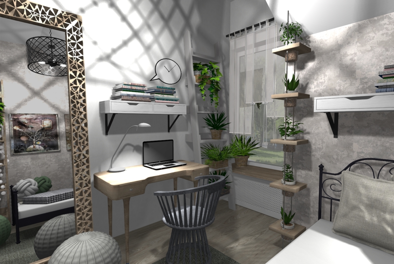 Pokój nastolatki w stylu boho - Niebieska Komoda - projektowanie wnętrz