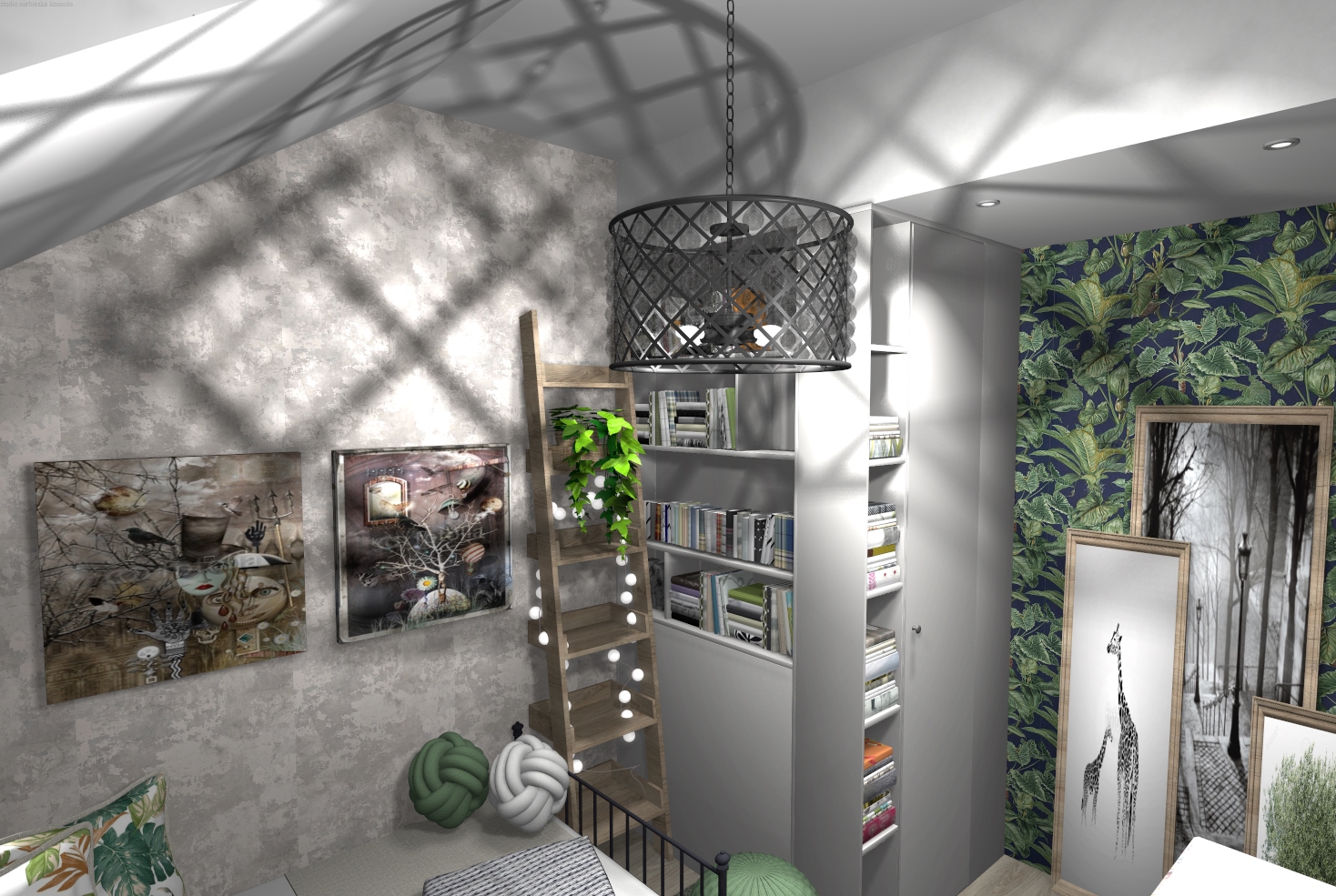 Pokój nastolatki w stylu boho - Niebieska Komoda - projektowanie wnętrz